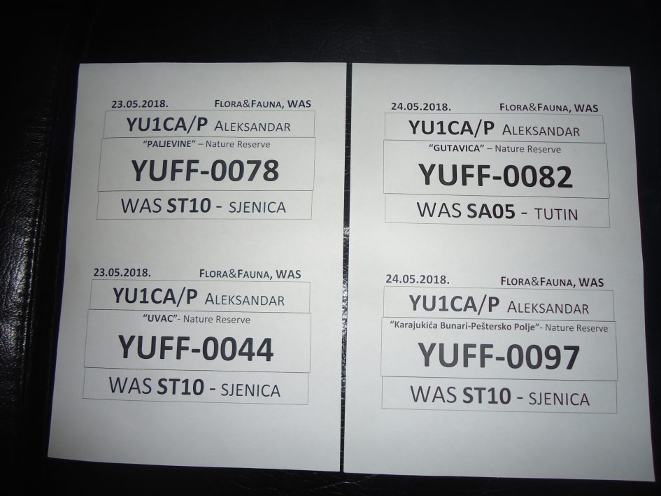 YU1CA/P 23.- 24.05.2018 – YUFF Serbian Flora and Fauna
